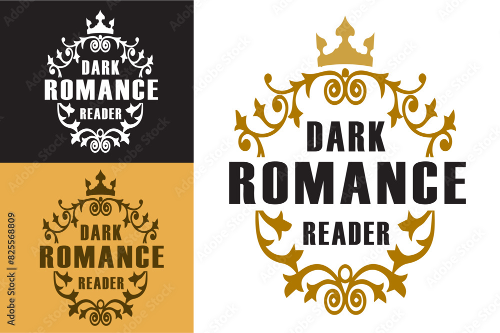 Dark romance reader lettering round badge emblem logo poster design ...