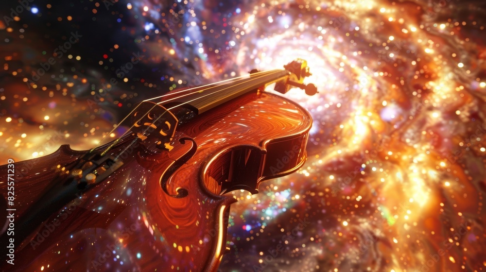 An ethereal melody fills the universe as tiny violin notes represent ...