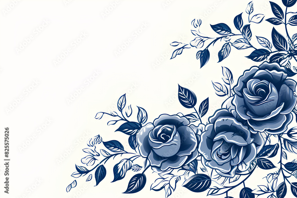 Blue rose png transparent background, vintage flower border Stock Photo ...