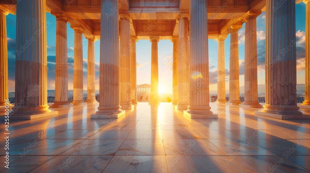 Ancient greek olympic stadium with columns and arches, evoking ancient ...