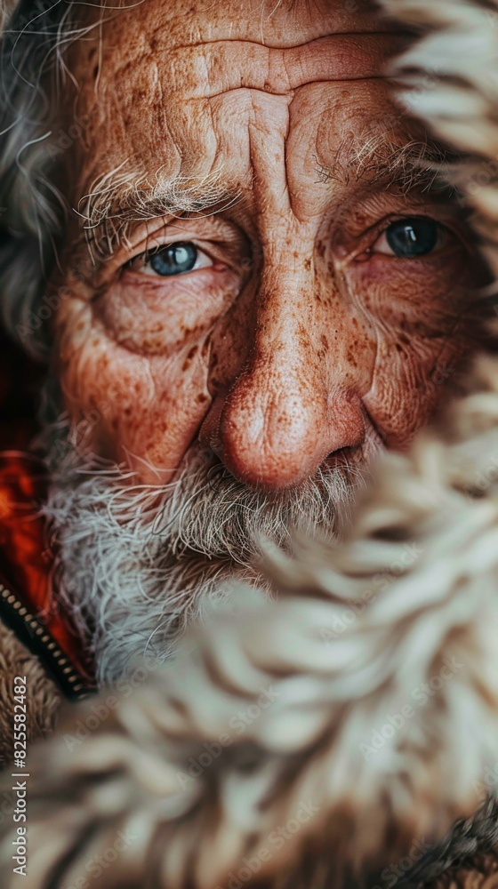 Portrait of an old man with white beard and blue eyes. AI. Stock Photo ...