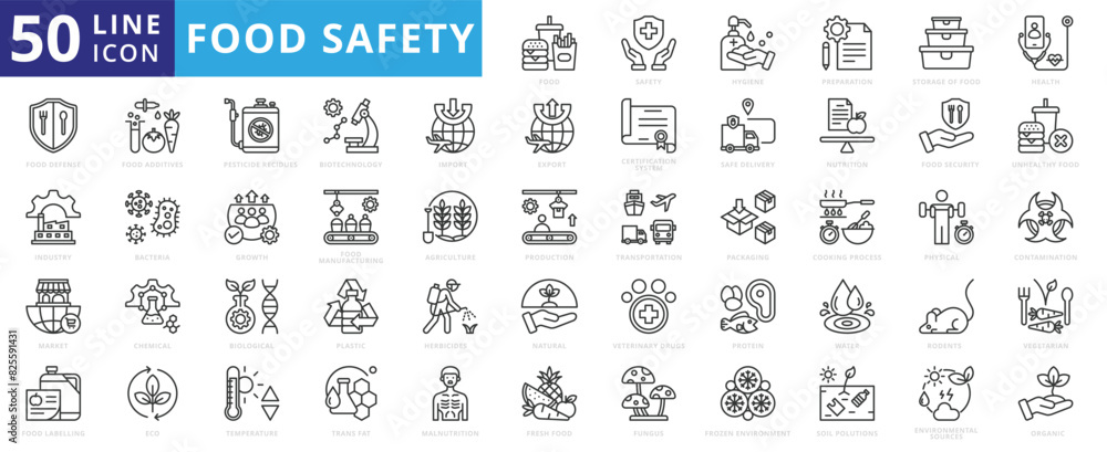 Food safety icon set with hygiene, preparation, storage, health ...