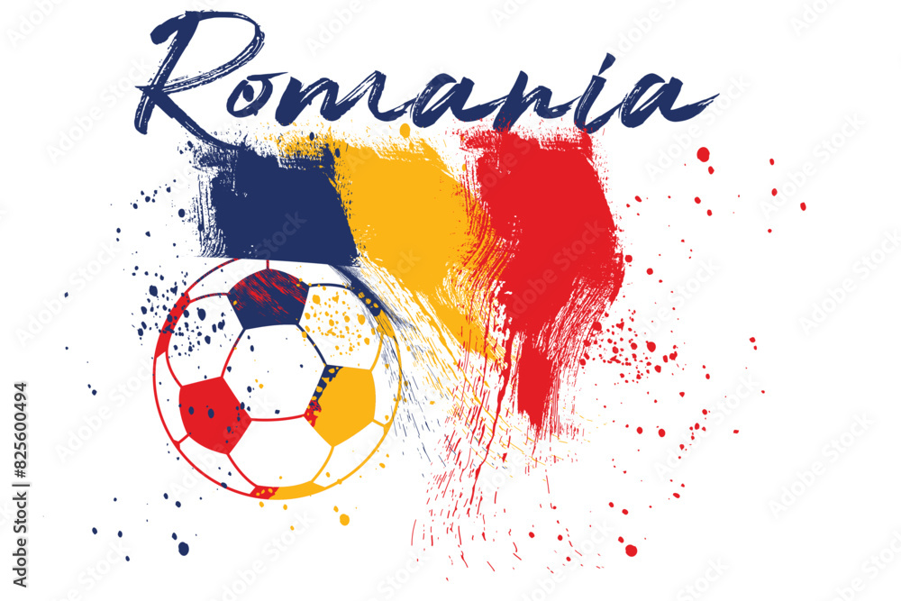 graphic design team Romania, Soccer ball on Romania flag background ...