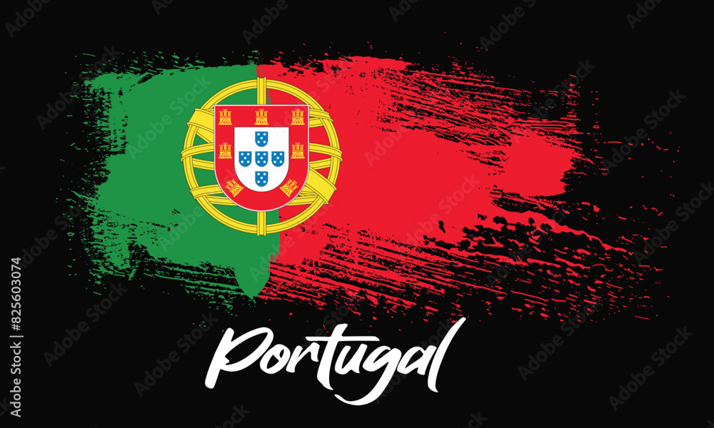 Portugal flag background from paint brushes, Brush stroke drawing of ...