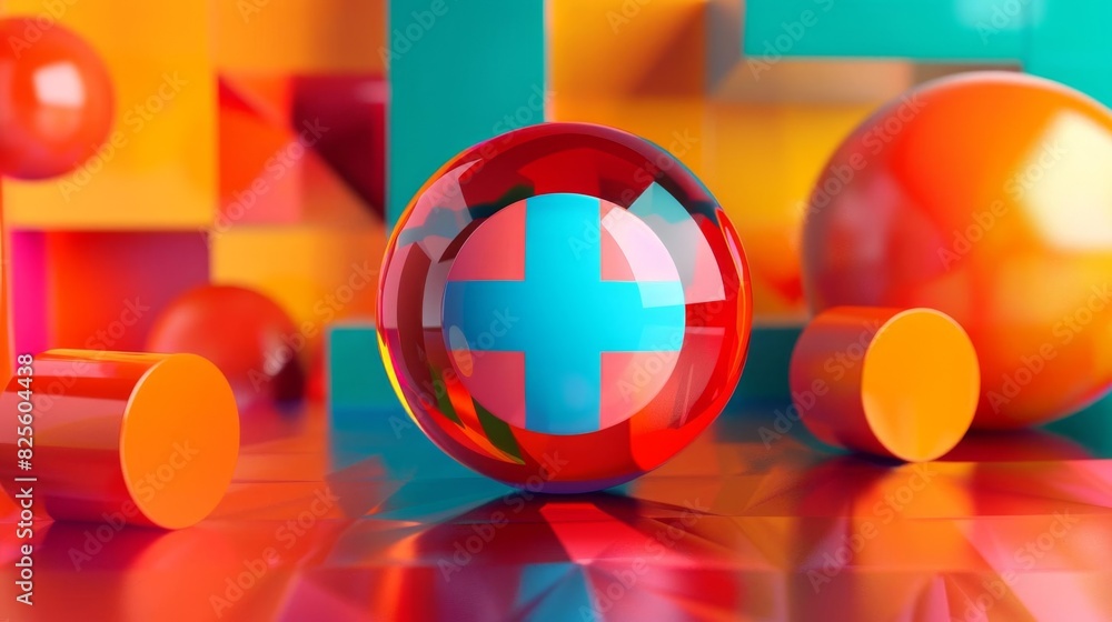 3D model of a safety icon representing risk management with a vibrant ...