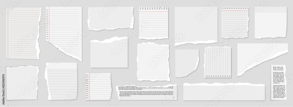ripped block grid and rulled paper pages torn blocks Stock Vector ...