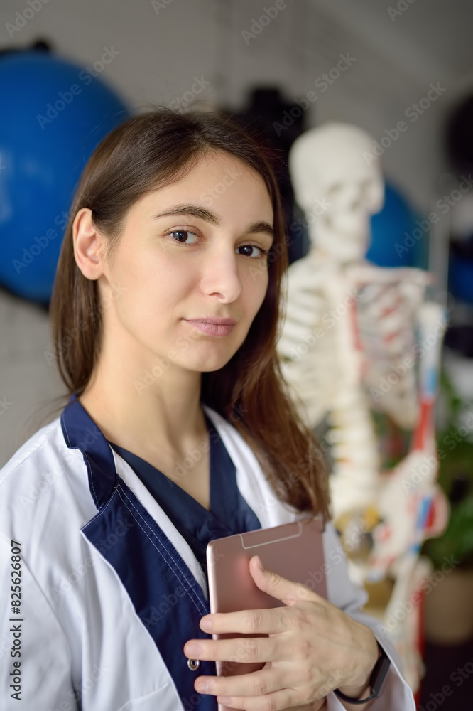 Rehab doctor is on appointment of patient in gym. PMR specialized in ...