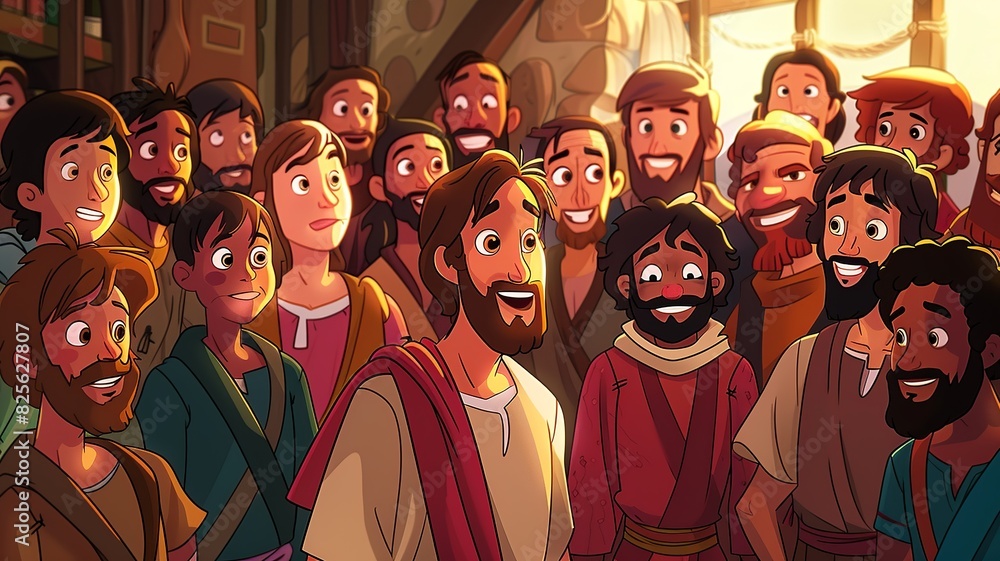 Step into the triumphant cartoon scene where Jesus commissions his ...