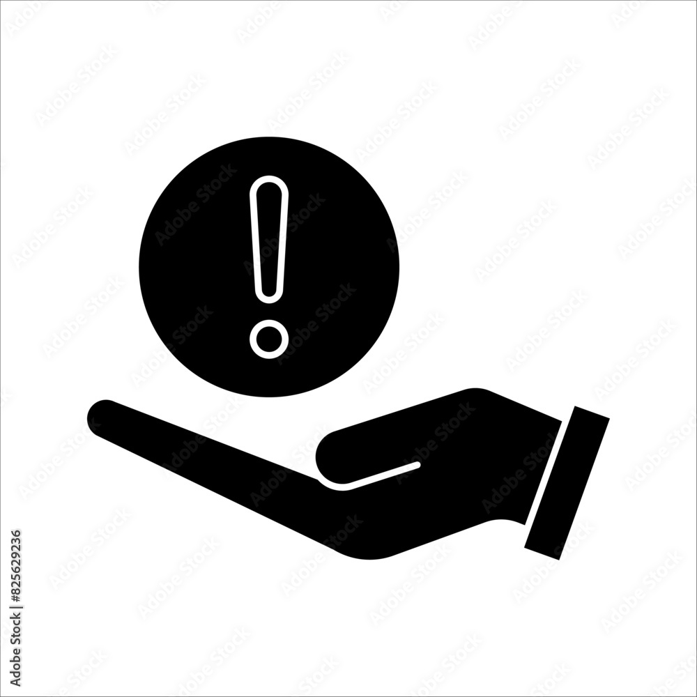 vector icon of disclaimer symbol triangle, hand, circle with ...