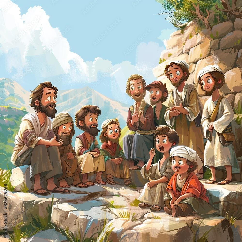 Step into the triumphant cartoon scene where Jesus commissions his ...