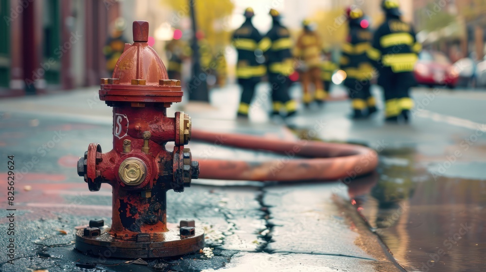 Fire hydrant on Roadside outdoor , with blur background the ...