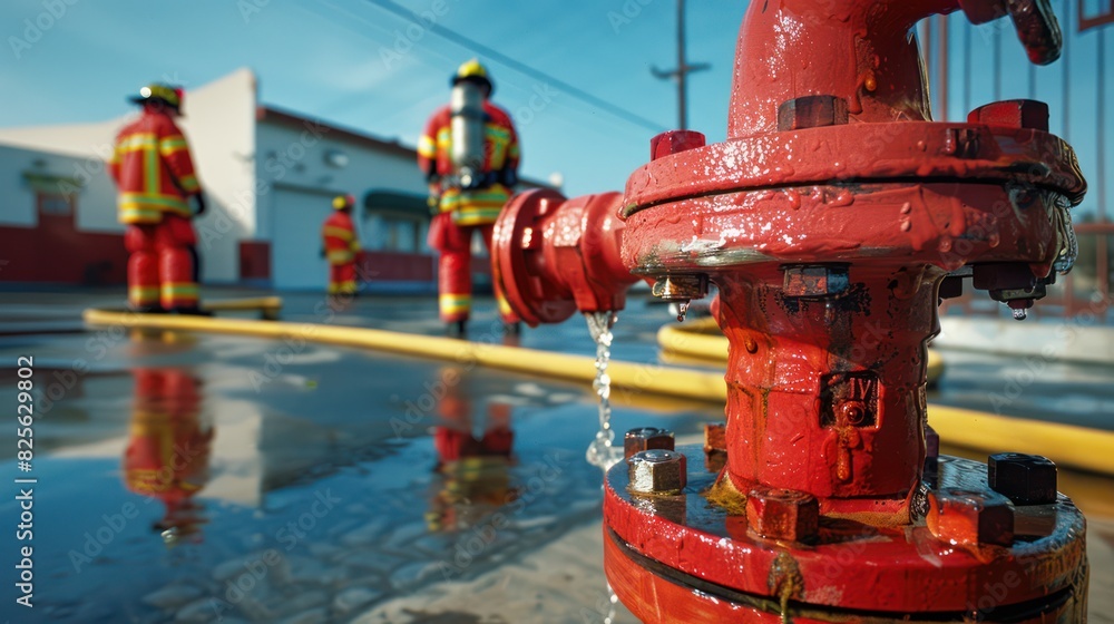 Fire hydrant on Roadside outdoor , with blur background the ...