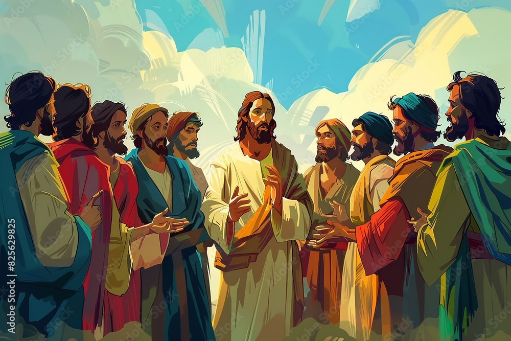 Step into the triumphant cartoon scene where Jesus commissions his ...
