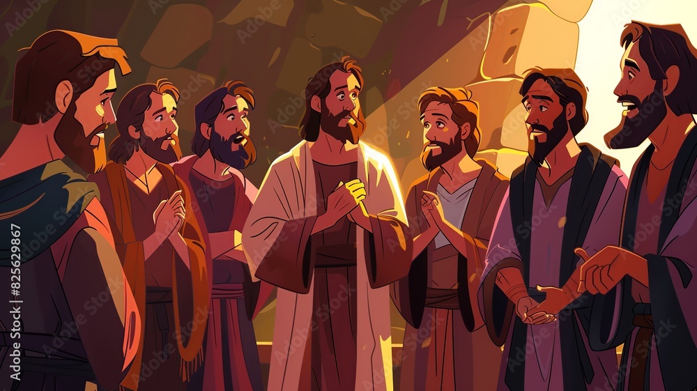 Step into the triumphant cartoon scene where Jesus commissions his ...