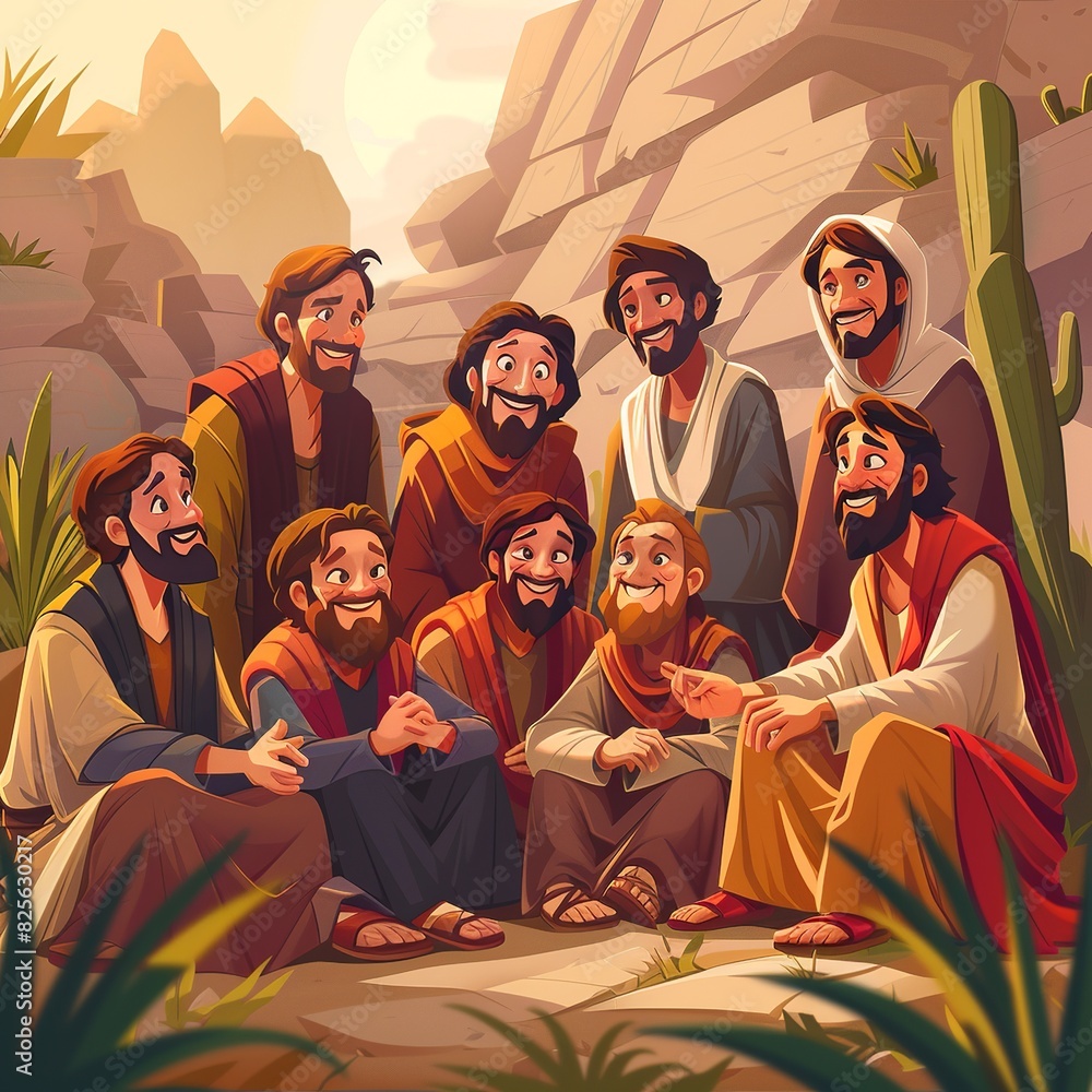 Step into the triumphant cartoon scene where Jesus commissions his ...