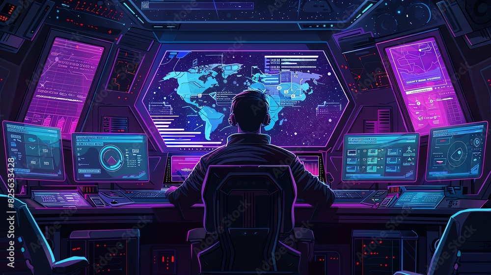 A man sits at the control panel of an alien ship, surrounded by ...