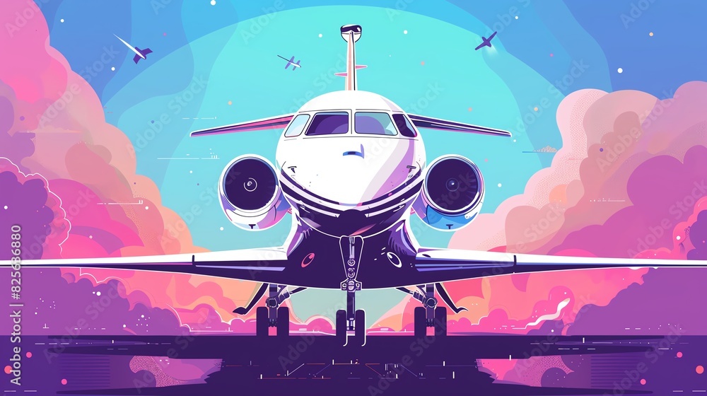 Aerospace engineer illustration flat design front view aircraft design ...