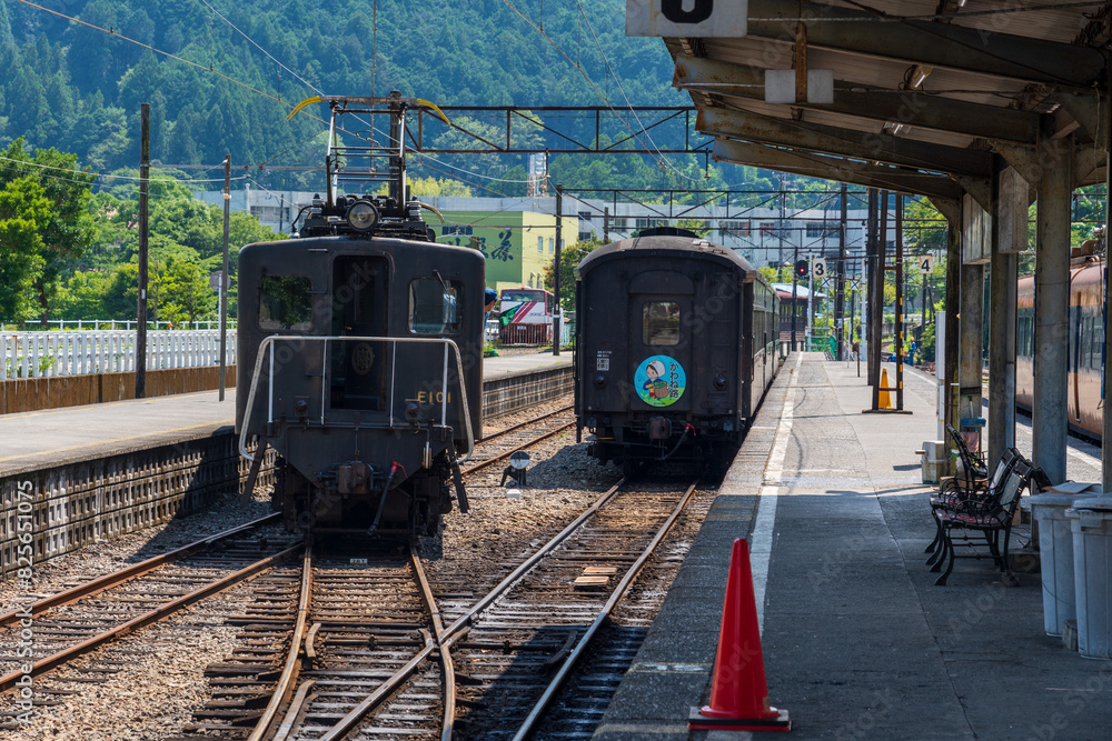Shizuoka, Japan - April 5 2021: Exterior of the Oigawa railway Electric ...