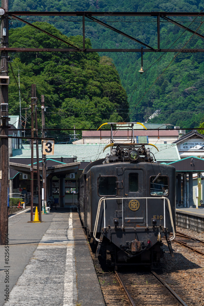 Shizuoka, Japan - April 5 2021: Exterior of the Oigawa railway Electric ...