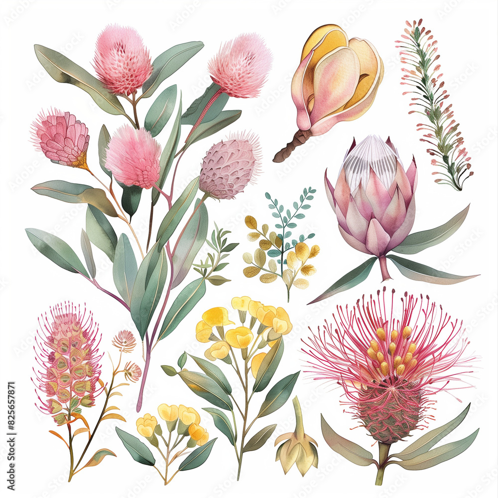 Beautiful Watercolor Australian Native Botanical Floral Illustration ...
