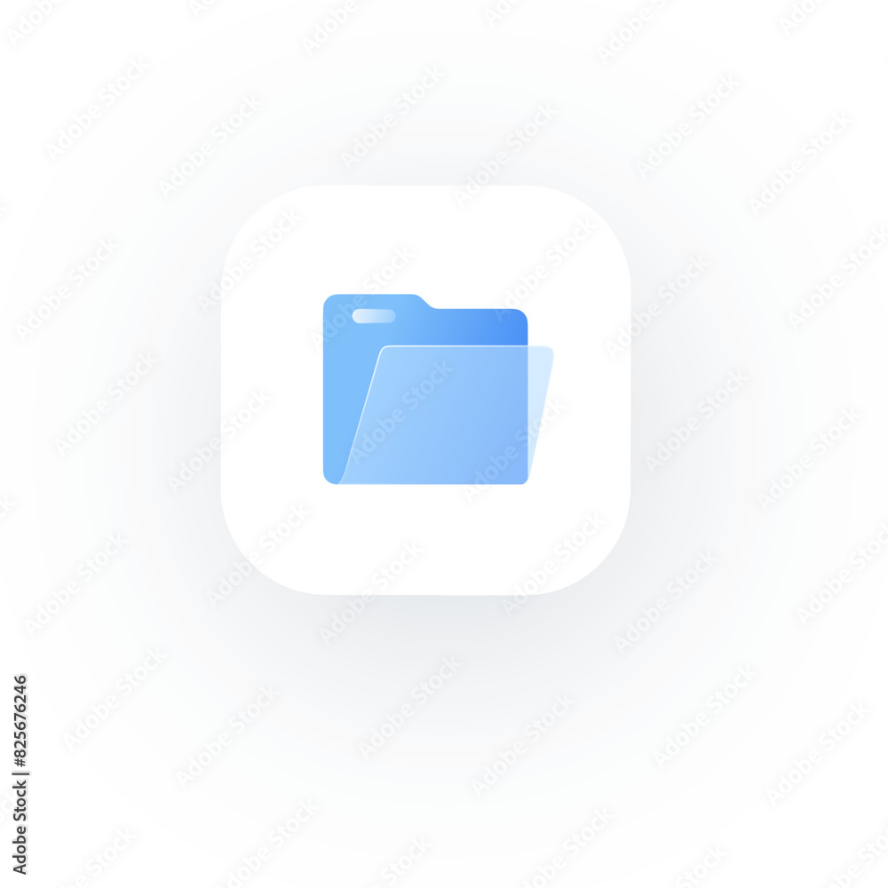 Folder Icon Glassmorphism transparent blur glass effect icon Stock ...