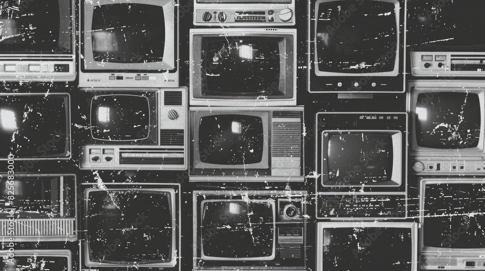 seamless black and white retro tv or vhs signal static noise pattern ...