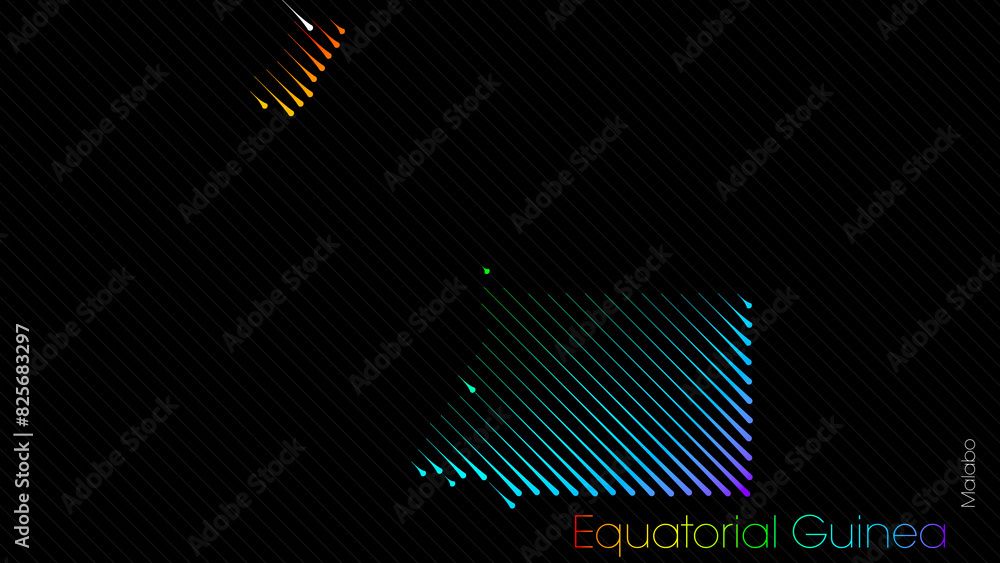 A map of Equatorial Guinea is presented in the form of colorful ...