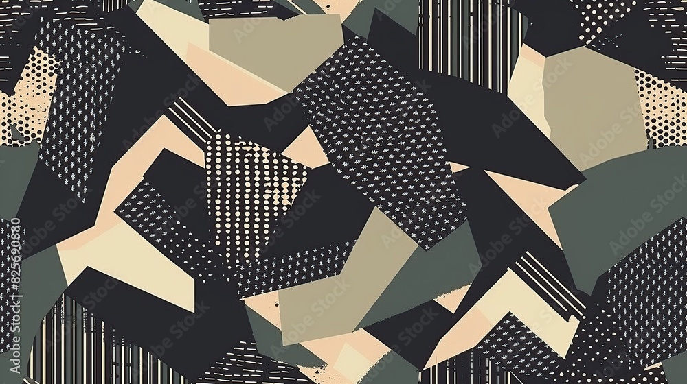 Geometric camouflage texture seamless pattern. Abstract modern military ...