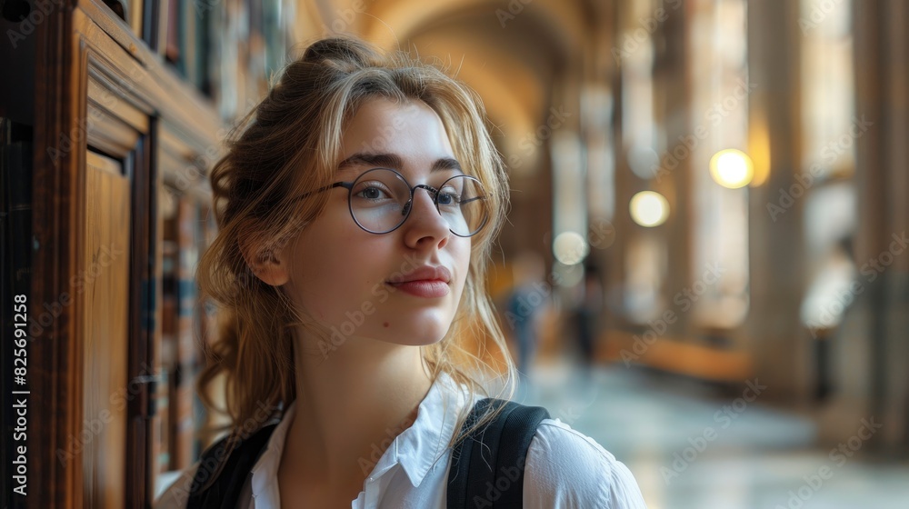 A Portrait Captured A Young University Student Woman At The University ...