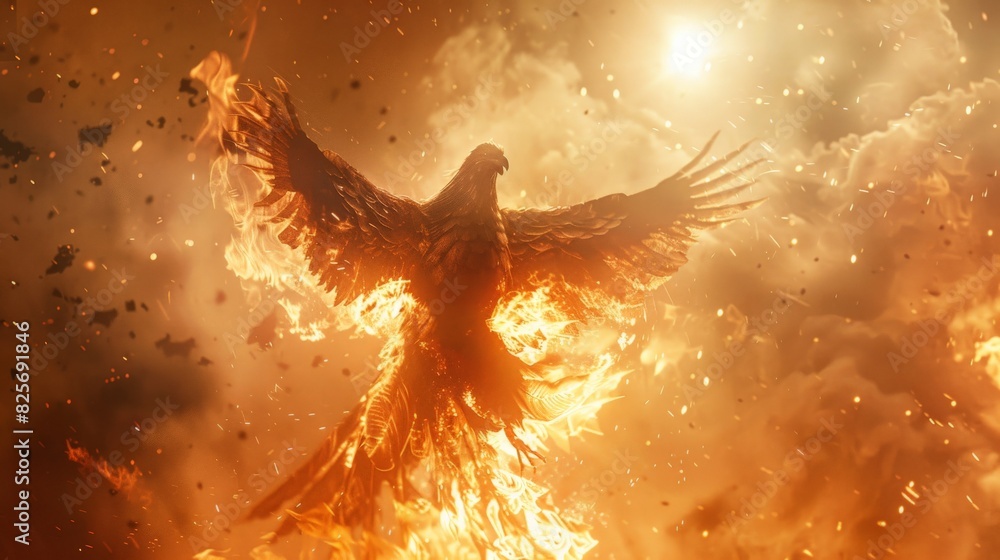 Behold the awe-inspiring sight of a burning Phoenix ascending from the ...