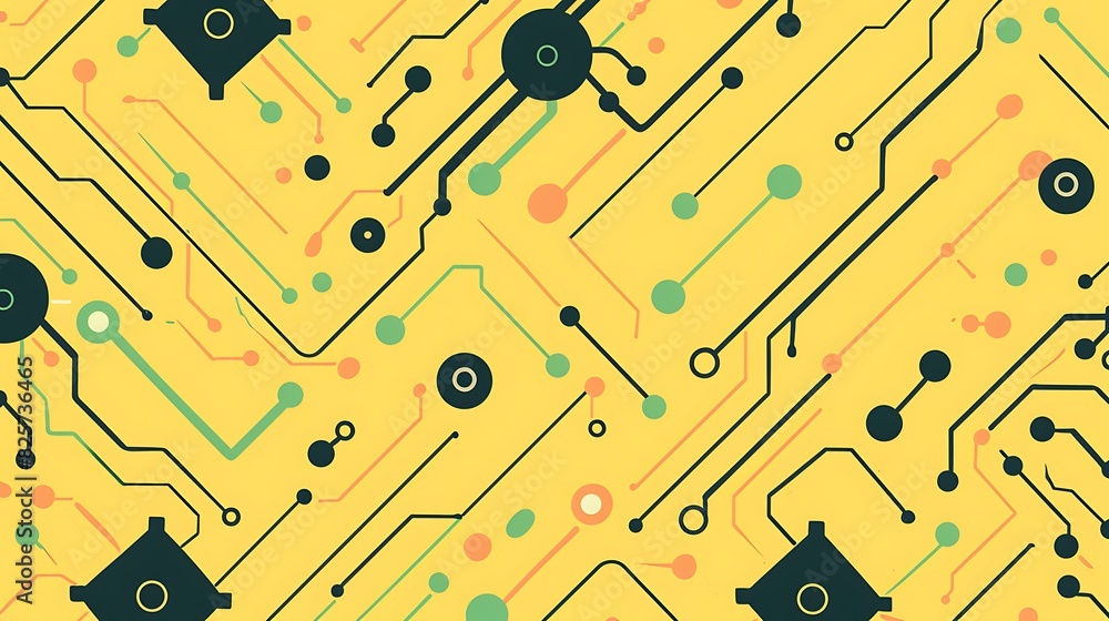 Tech Treasure Hunt - Digital Circuit Board and Dotted Line Pattern ...