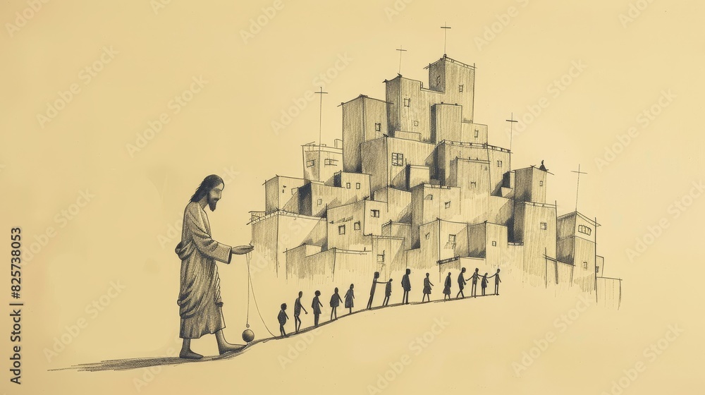 Modern Faith: Jesus Guiding Person in Bustling City, a Biblical ...