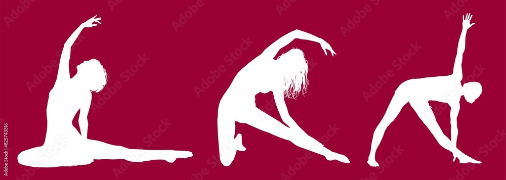 chicca, silueta, yoga, pose, modelo, ilustracion, pegatina, bailarina ...