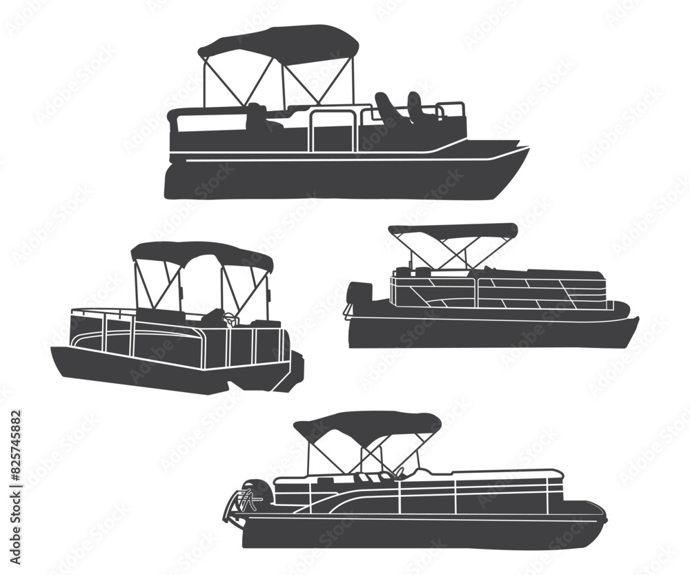 Print Pontoon Boat 4 Design, Pontoon Boat Clipart, Pontoon Boat Vector ...