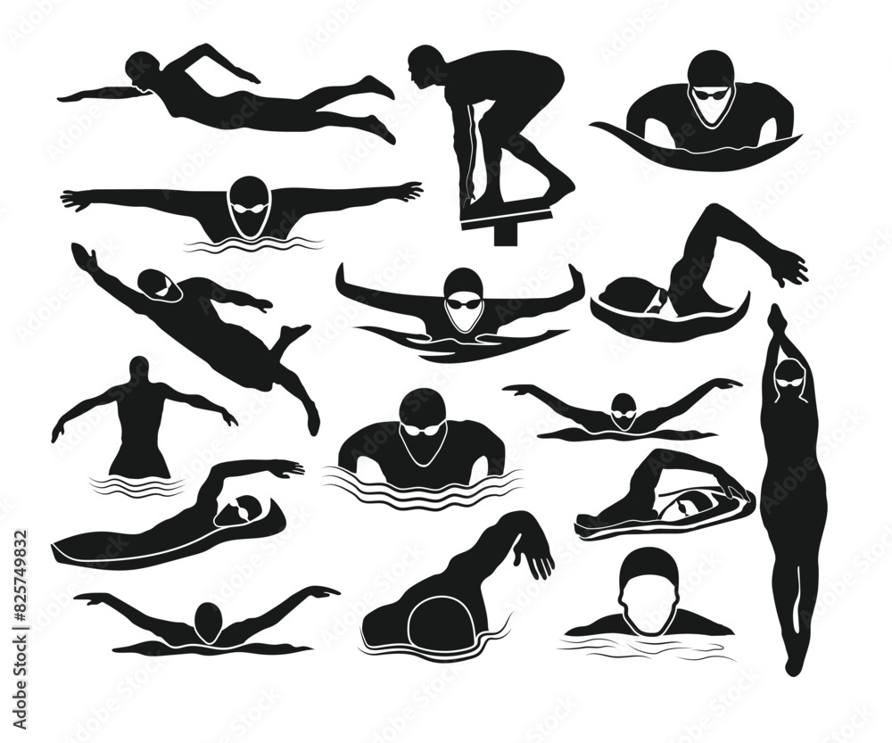 Vetor de Print Swimmer Design, Swimming silhouette, Swimmer Clipart ...