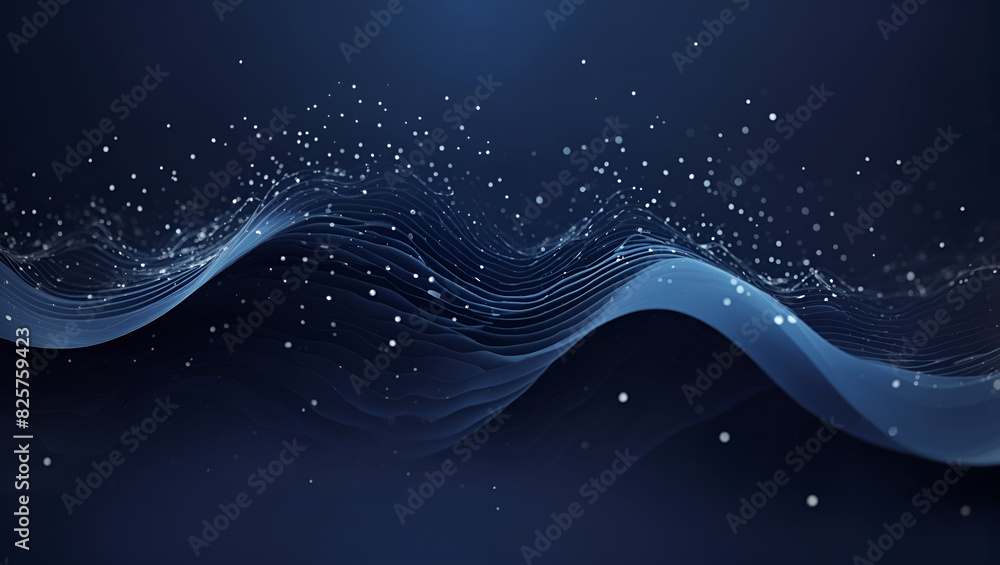 Navy blue color abstract futuristic particles wave background design ...