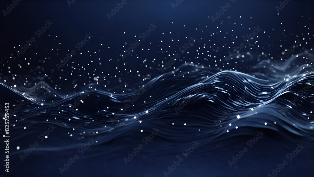 Navy blue color abstract futuristic particles wave background design ...
