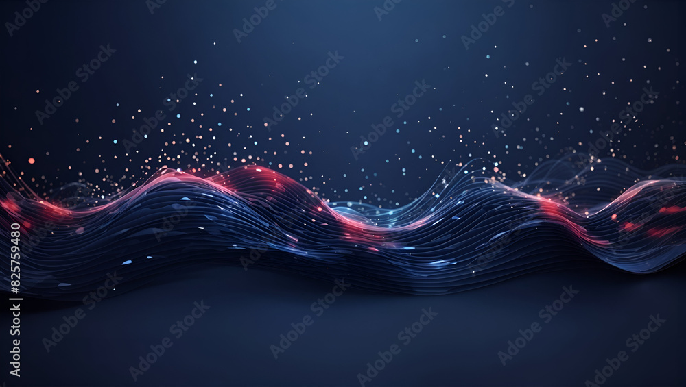 Navy blue color abstract futuristic particles wave background design ...