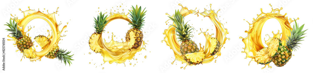 Pineapple Juice Splash isolated on transparent png background ...