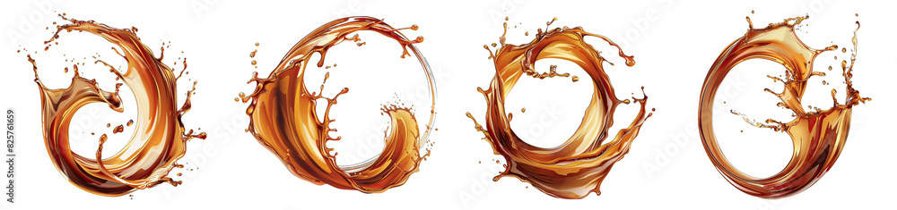 Root Beer Splash isolated on transparent png background collection set ...