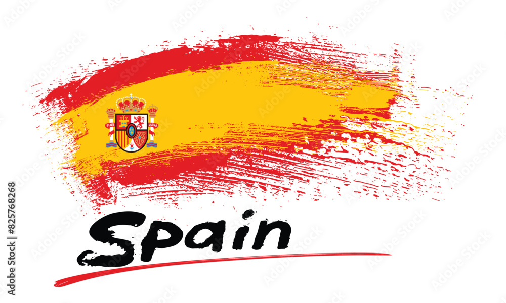 spain flag background from paint brushes, Brush stroke drawing of the ...