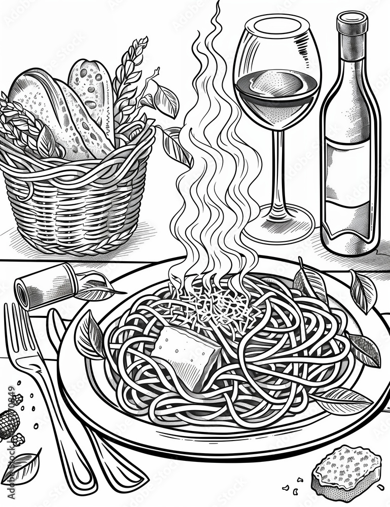 Intricate Pasta Designs: Detailed Coloring Pages for Adults - Intricate ...