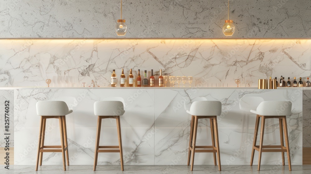 Capture the essence of minimalism in the home bar with an image of a ...