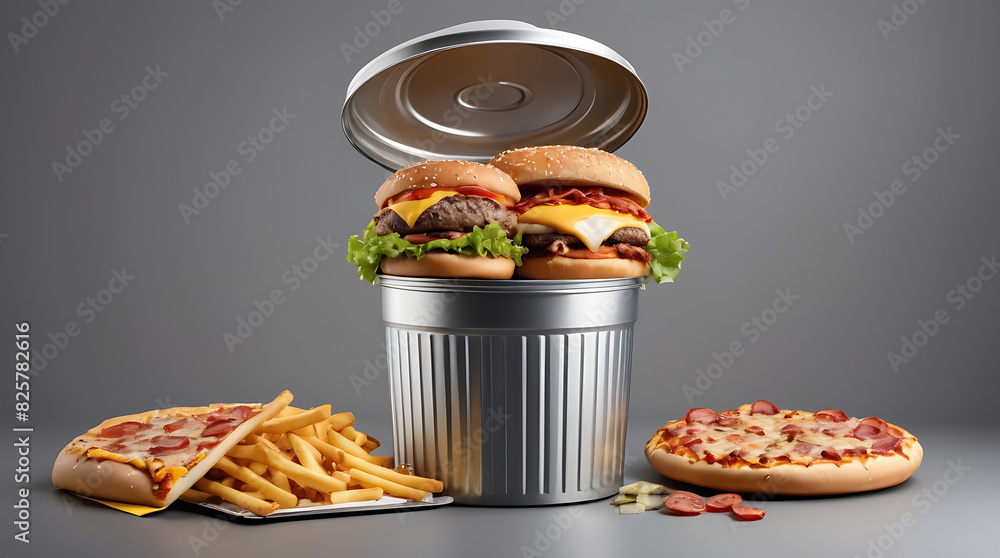 fast food like burger, pizza, and other unhealthy fast food inside a ...