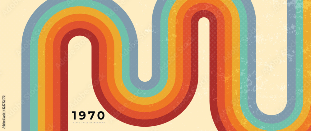 Abstract retro 70s background vector. Colorful vintage 1970 grunge ...