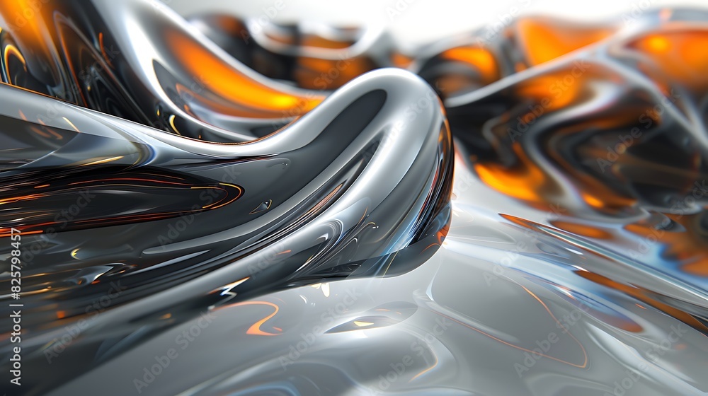 3D rendering of a smooth metal surface with a glossy finish. The ...