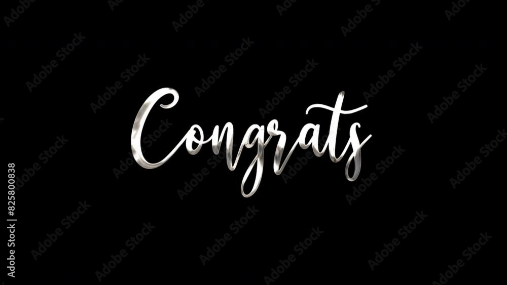 Congrats Text Animation. 4K Rendering Handwriting Animated in white ...
