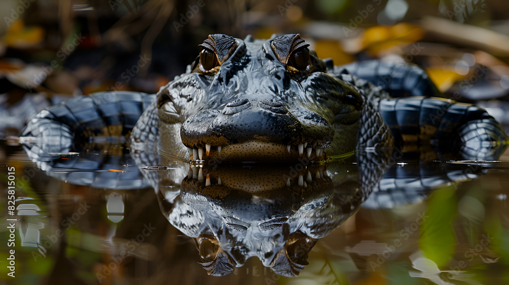 Black caiman Melanosuchus niger Amazon rainforest, generative Ai Stock ...