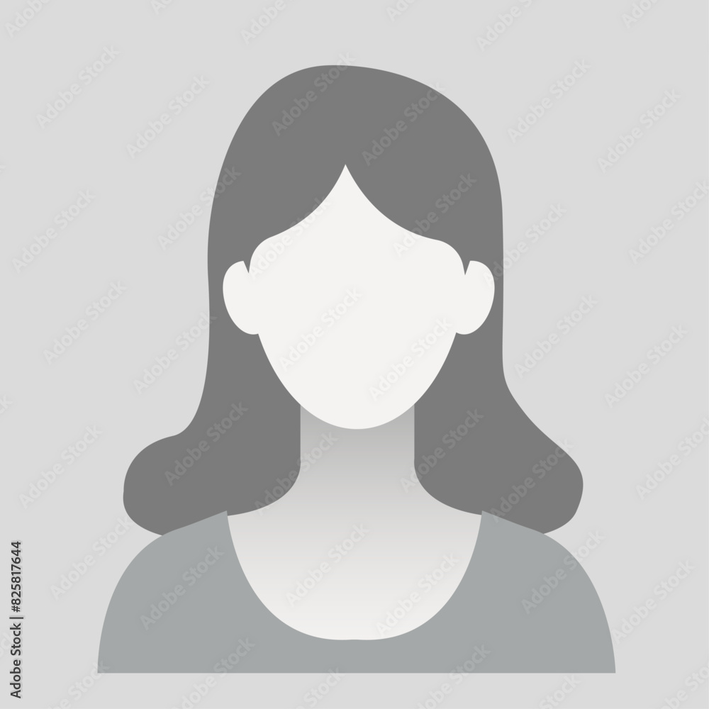 Person gray photo placeholder. Female head silhouette for social media ...