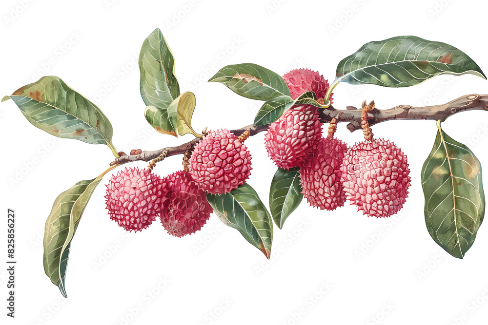 lychee old botanical illustration, transparent background, png Stock ...
